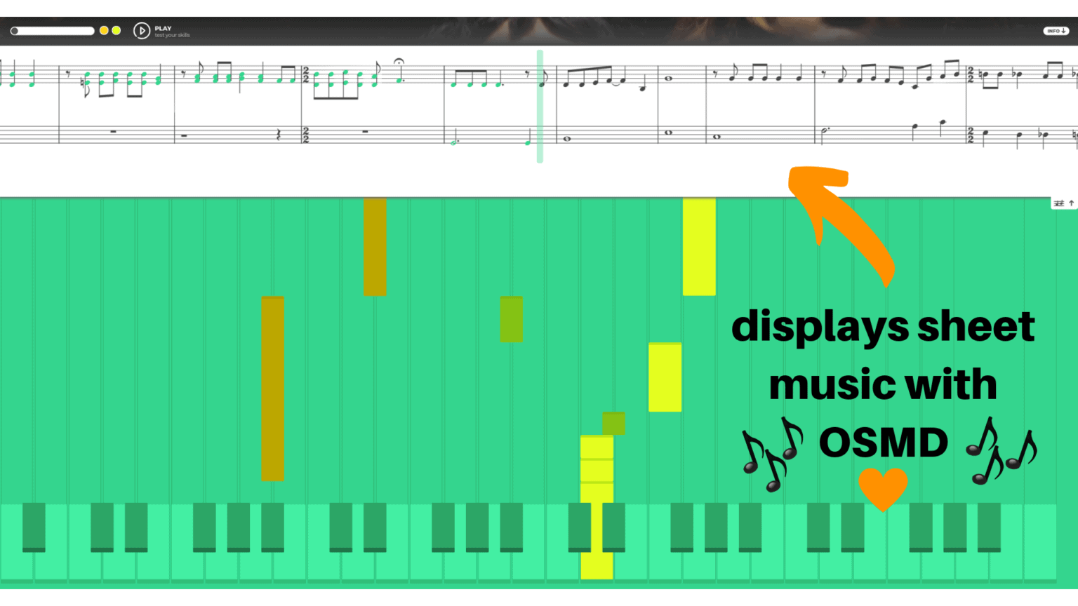 Pianu.com - Learning by Playing - Open Sheet Music Display